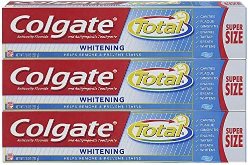 Colgate Total Whitening Toothpaste, Gel - 7.8 Ounce (Pack of 3 ...