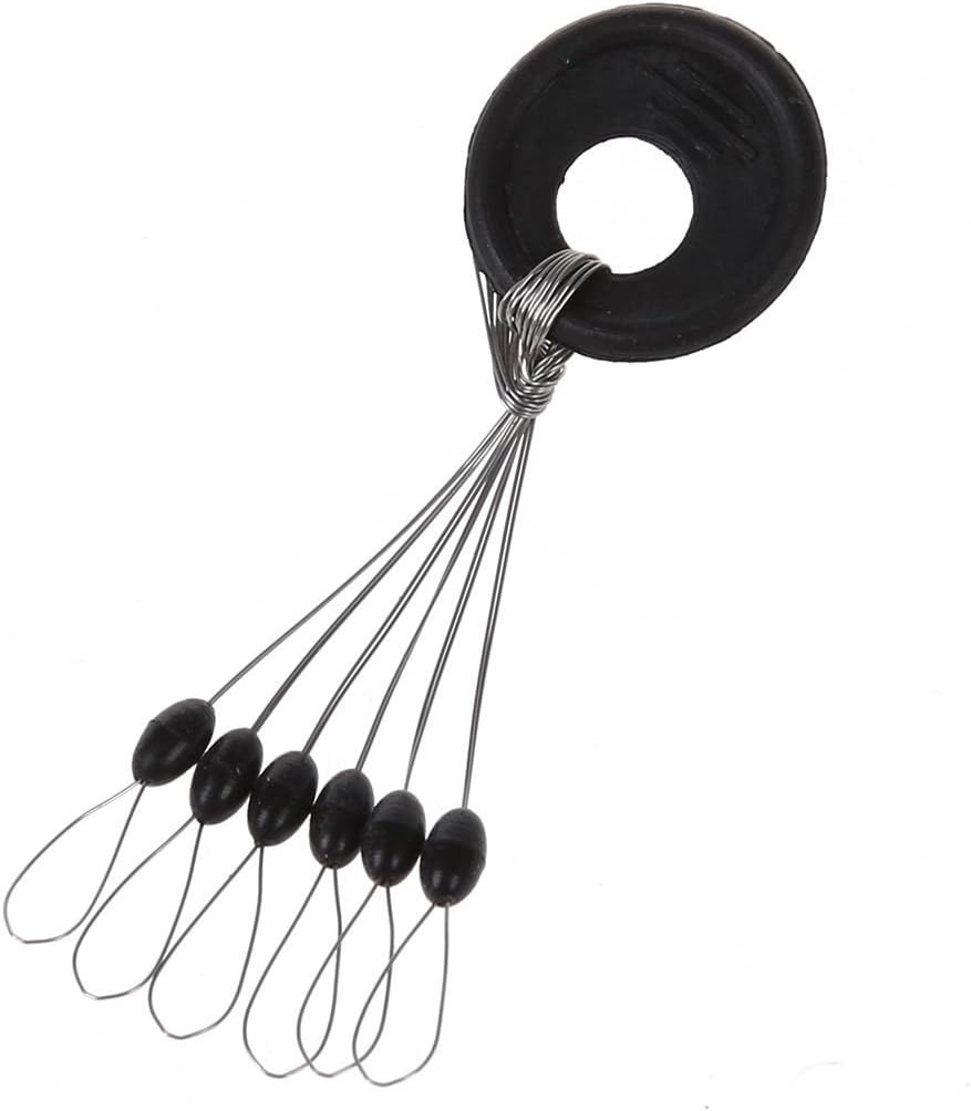 Black Plastic Ring 6 in 1 Rubber Float Stop Fishing Stopper Sinker 50 ...
