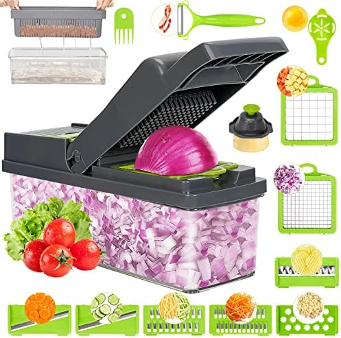 Vegetable Chopper 14-in-1, Food Chopper, Handy Veggie Slicer Box with ...