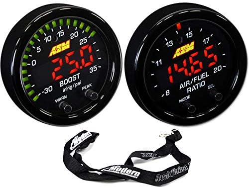 AEM 52mm X-Series Gauge Kit Wideband Air/Fuel UEGO & Boost Pressure ...