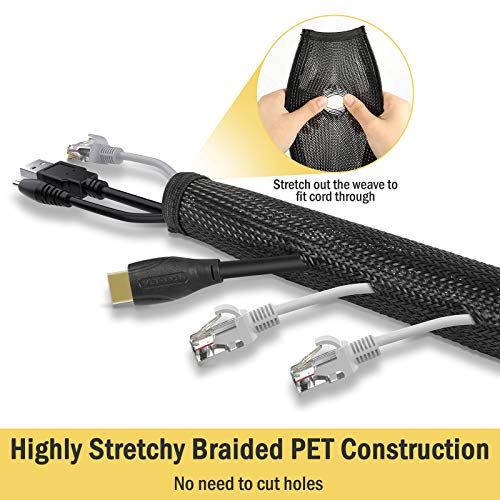 157" Cable Management Sleeves - Yecaye Cord Organizer Zipper Sleeves ...
