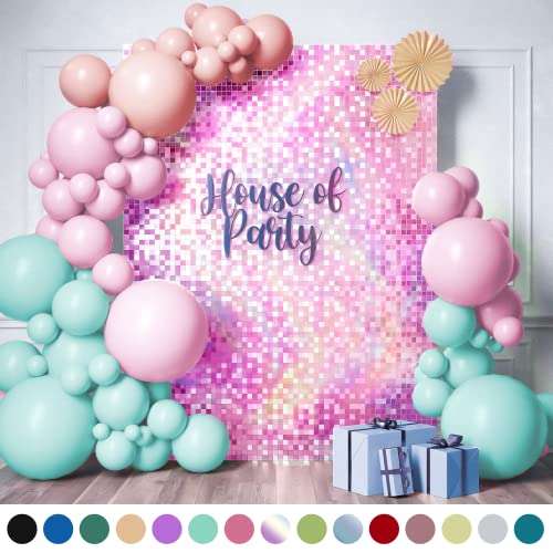 HOUSE OF PARTY Iridescent Pink Shimmer Wall Backdrop - 24 Panels Square ...