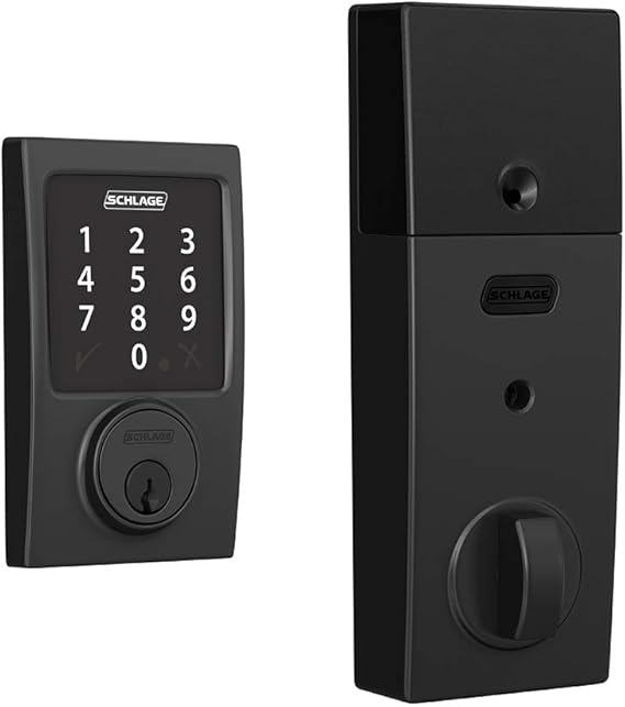 Schlage Connect Smart Deadbolt with Century trim in Matte Black, Zigbee ...