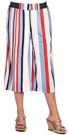 Magic Pantz Blue Red Stripe Capri Palazzo Pants - Cut to Length, No ...
