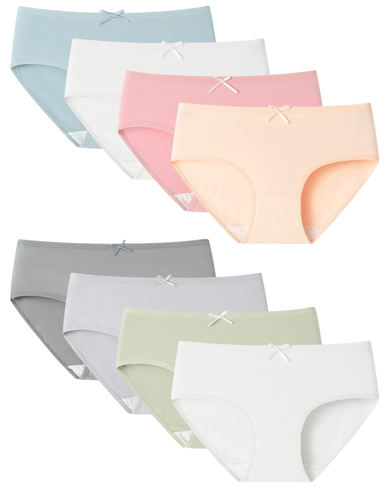 Adorel Teen Girls Underwear Cotton Panties Briefs Solid Color Pack of 8 ...