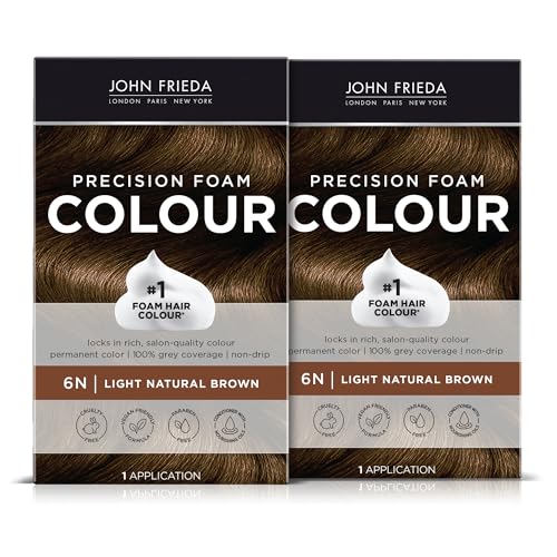 John Frieda Precision Foam Hair Color, Light Natural Brown 6N, Full ...