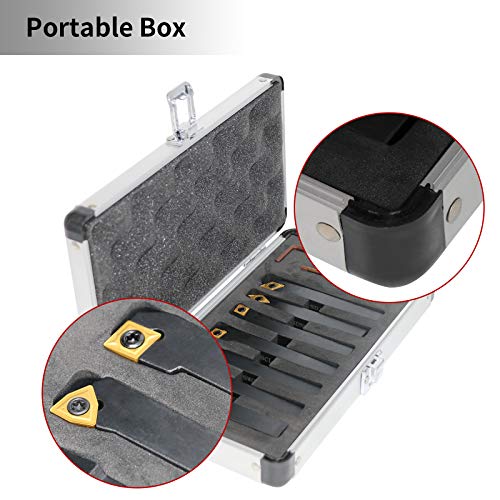 Indexable Lathe Turning Tool,1/2'' Shank 7 Pieces Carbide Turning Tool Set,Metal Lathe Tools ...