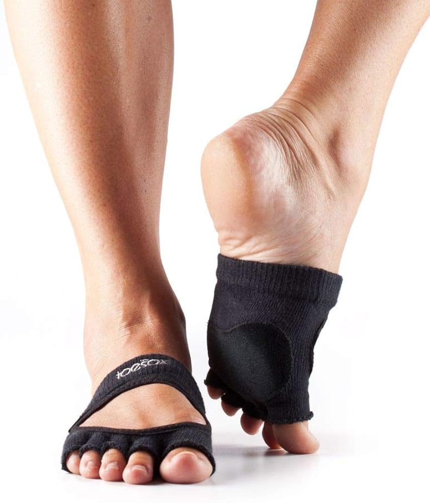 and Barre Toe Socks With LEATHER PAD Pilates ToeSox Womens Releve Half ...