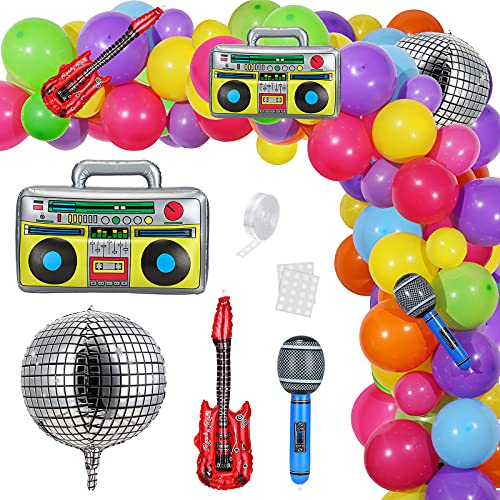 97 Pieces 90s 80s Theme Disco Party Decoration Disco Balloons Colorful ...