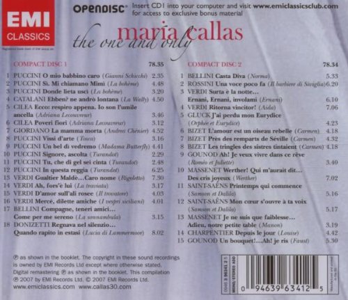 Disco de Maria Callas: «The One and Only Maria Callas»