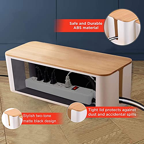 Cable Management Box Set with Floor Cord Covers 3 Pack Bamboo Cover ...