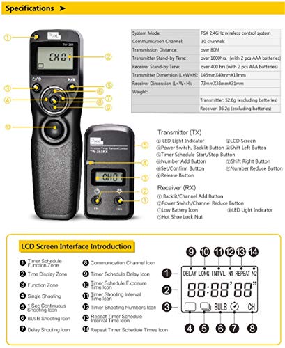 Pixel Timer Shutter Release Remote Control TW283-DC2 Remote Release for Nikon D5600 D3100 D3200 ...