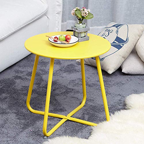 Grand patio Steel Patio Side Table, Weather Resistant Outdoor Round End ...