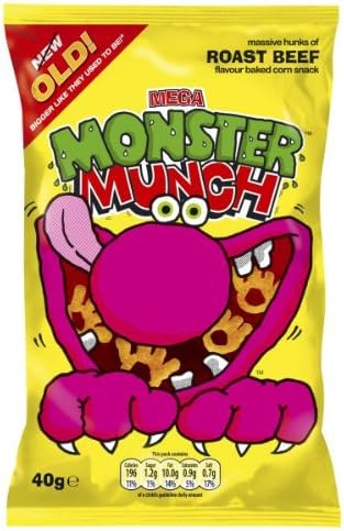 Monster Munch Mega Roast Beef Flavour Baked Corn Snack 40g - Pack of 30 ...