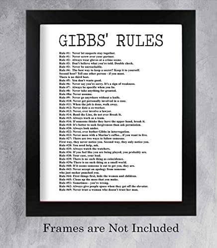 Amazon.com: "Gibbs' Rules"- Funny Office Sign - 11 x 14" Wall Decor ...