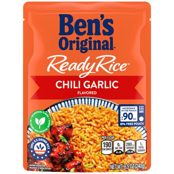 BEN'S ORIGINAL Ready Rice Chili Garlic Flavored Rice, Easy Dinner Side ...