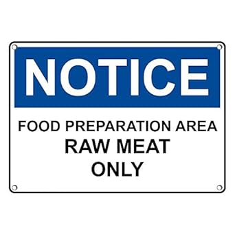 Amazon.com: Weatherproof Plastic OSHA Notice Food Preparation Area Raw ...