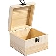 Amazon.com: Unfinished Wood Box with Hinged Lid Wooden Box Craft Wood ...