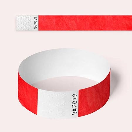 Red Tyvek Wristbands, Plain, 100 Pack, Paper Like For Parties, Security ...