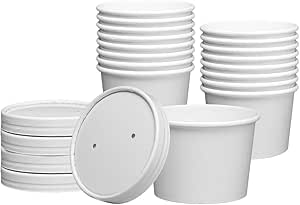 Amazon.com: 8 oz. Paper Food Containers With Vented Lids, To Go Hot ...