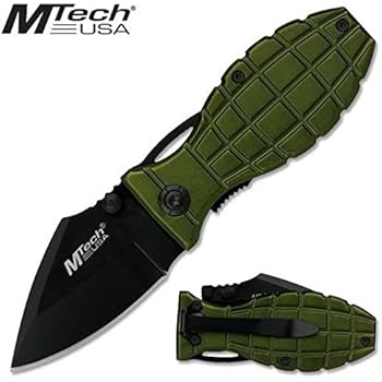 Amazon.com: M-Tech Folding Knife Grenade Green: Sports & Outdoors