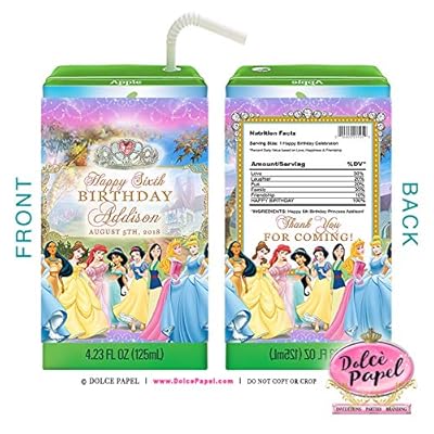 Buy 10 Disney Princess Juice Box Label Stickers Party Favors Belle ...