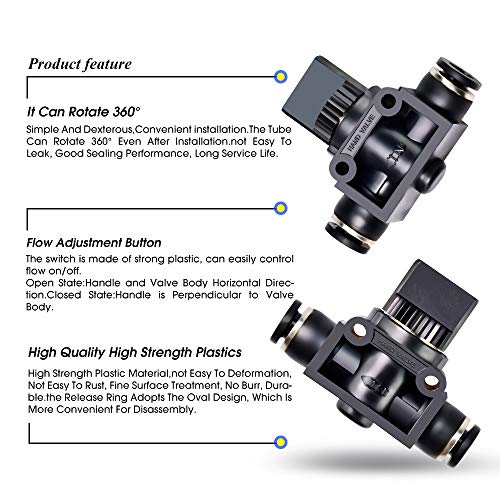 TAILONZ PNEUMATIC Air Flow Control Valve Tube 2 Way Rotary Type Hand Valve HVFF-5/32 1/4 5/16 3/ ...