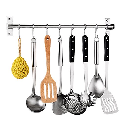 Kitchen Utensil Rack,Wall Mounted Hanger,Space Saver Stainless Steel ...