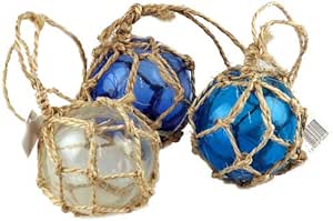 Amazon.com: Set Of 3 Nautical Glass Balls In Fishing Net Rope ...