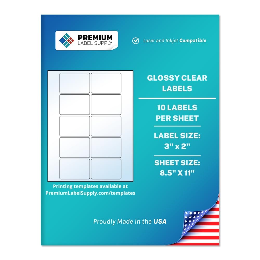 Mua Premium Label Supply Glossy Clear Sticker Labels – 3” x 2" – Laser ...