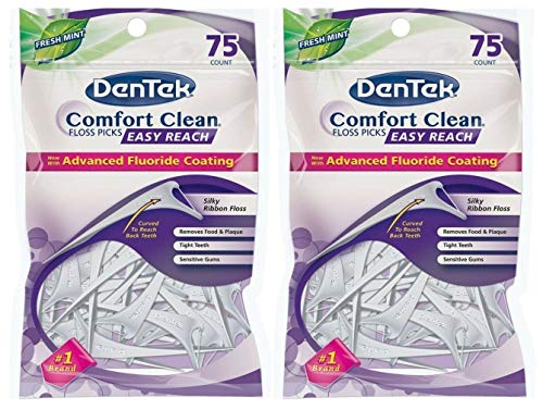 Dentek Comfort Clean Easy Reach Floss Picks | Fresh Mint 75-Count | 2-Pack | Pricepulse