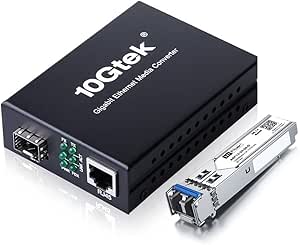 Amazon.com: Fiber to Ethernet Media Converter, Gigabit Single Mode SFP ...