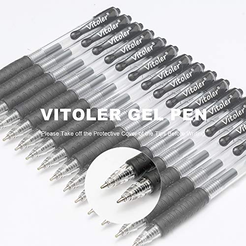 Vitoler Fine Point Black Ink Office Pens Retractable Gel Ink Rollerball ...