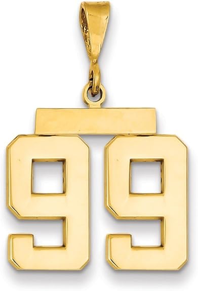 Amazon.com: 14K Yellow Gold Medium Polished Number 99 Pendant MP99: Jewelry