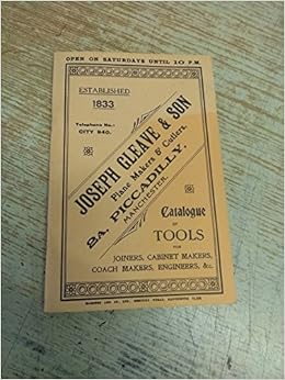 Joseph Gleave & Son. Plane Makers & Cutlers. Catalogue of Tools (c 1914 ...