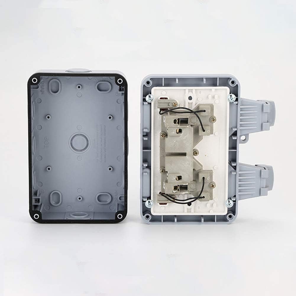 Outdoor Socket, IP66 2 Gang Waterproof Double Socket, Wall Electrical ...