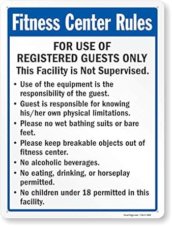 SmartSign "Fitness Center Rules" Sign | 18" x 24" Aluminum: Industrial ...