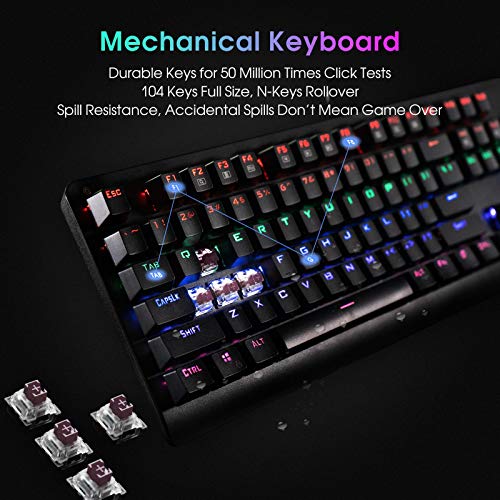 E-YOOSO Mechanical Keyboard K600 Brown Switches 104 Keys Gaming ...