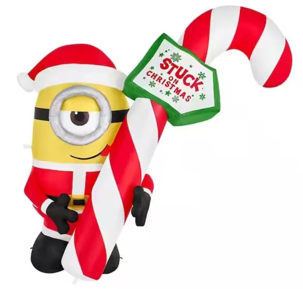 Minion Stuart in Santa Suit Holding Candy Cane Christmas Airblown ...
