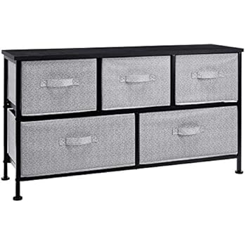 Amazon.com: AmazonBasics Extra Wide Fabric 5-Drawer Storage Organizer ...