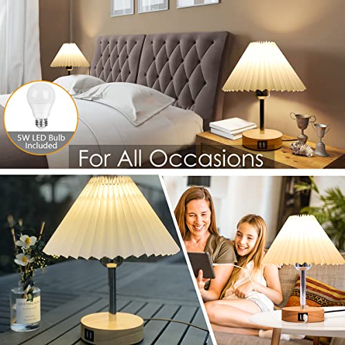 Touch Control Bedside Lamp - 3 Way Dimmable Table Lamps with USB Ports ...