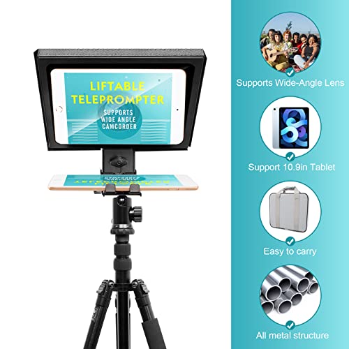 Liftable Teleprompter W/Remote Control And App With Adjustable Tempered ...