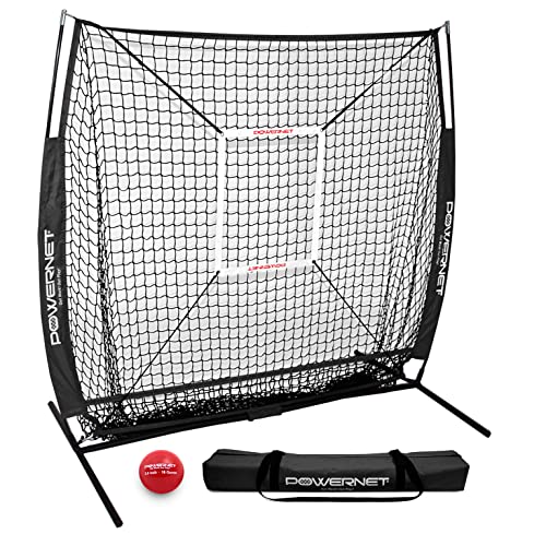 PowerNet 5x5 Practice Net + Strike Zone + Weighted Training Ball Bundle ...