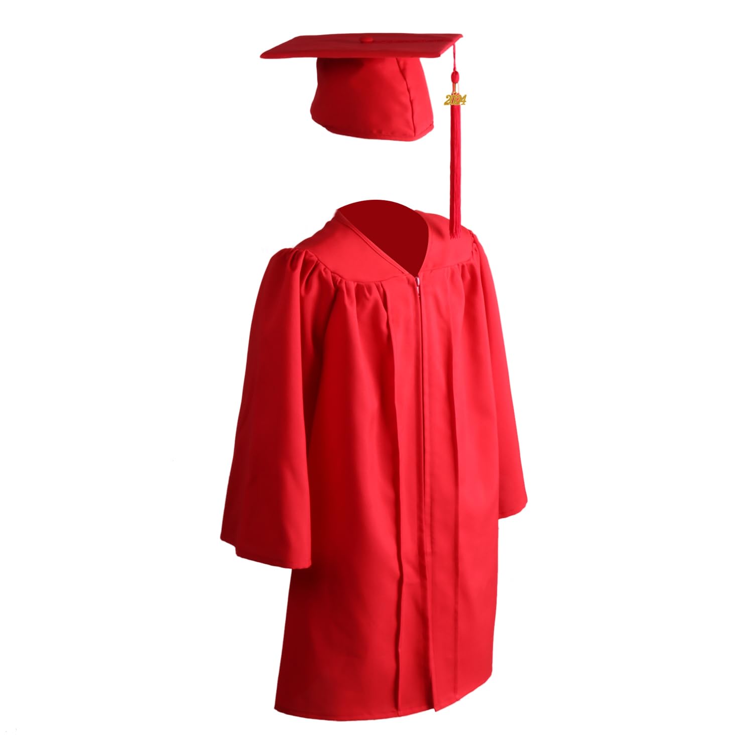OSBO GradSeason Unisex Matte Kindergarten Graduation Gown Cap Tassel Set 2024 (Red, 27"(3'6"-3'8 ...
