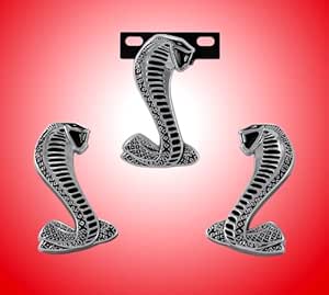 Amazon.com: 1994-2004 Black & Chrome OEM Mustang & SVT Cobra Emblem Set ...