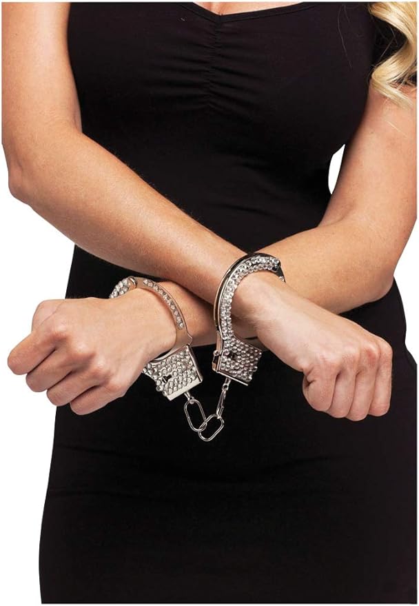 Amazon.com: Fun World Rhinestone Handcuffs Costume Accessory White ...