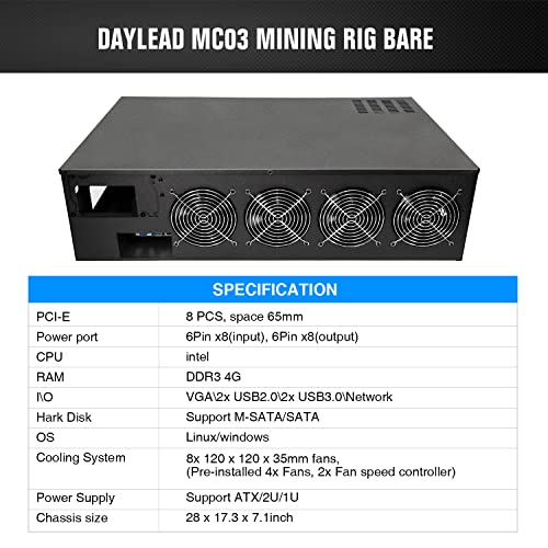 Mining Rig Frame 8 Port GPU Mining Case With 4 Cooling Fans And Mining ...