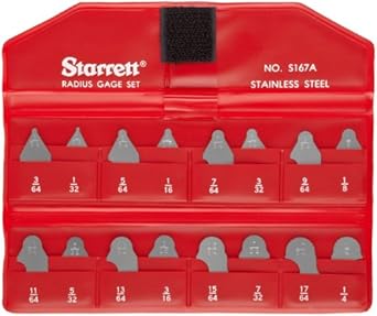 Starrett S167AZ Radius Gauge Set - Inch Without Holder, Satin Finish, 1 ...