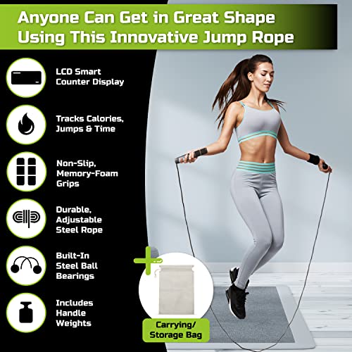 Cordless Jump Rope with Calorie Counter and Timer plus Adjustable 9 ...