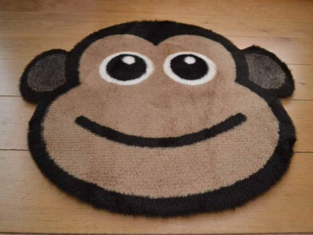 Cheeky Monkey Non Slip Machine Washable Sheepskin Style Kids Rug. Size ...